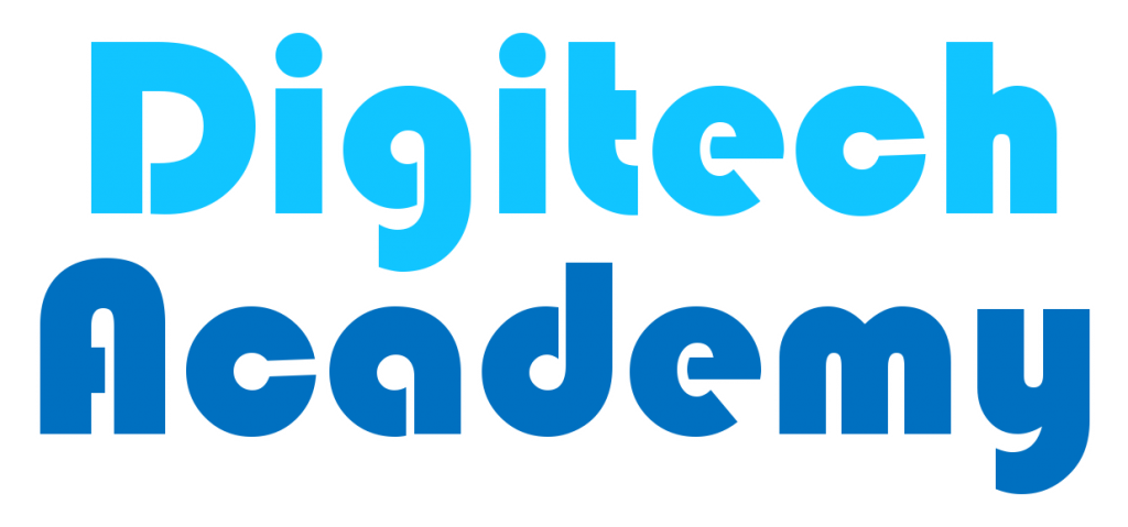 Digitech Logo With Name – White Outline | Digitech Academy